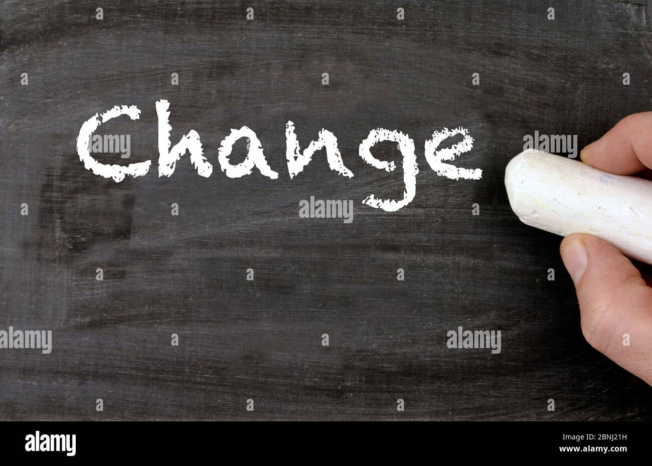 Hand writing the word change on a blackboard Stock Photo - Alamy