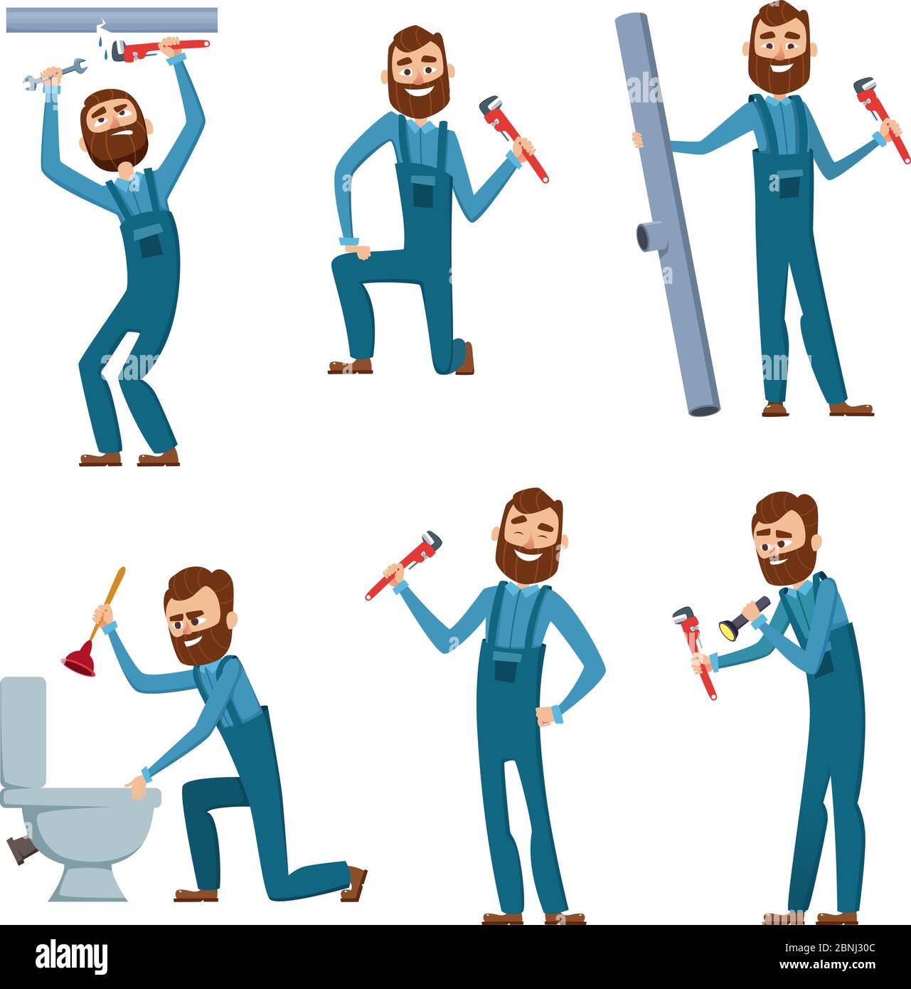 Plumber at work. Characters design set Stock Vector Image & Art - Alamy