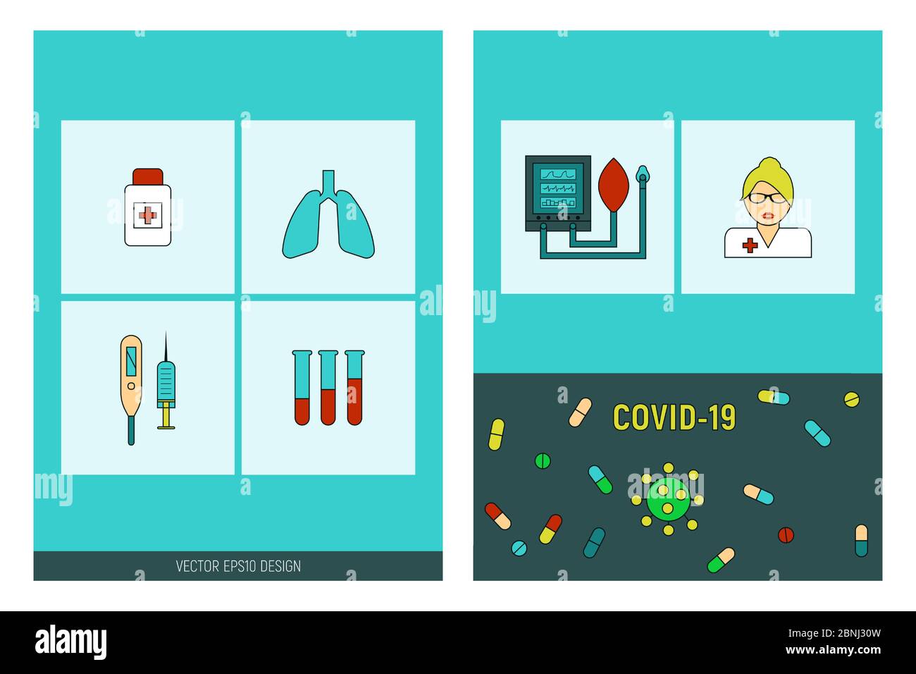 COVID 19 epidemic icons set. Corona virus pandemic signs, ALV, vector ...