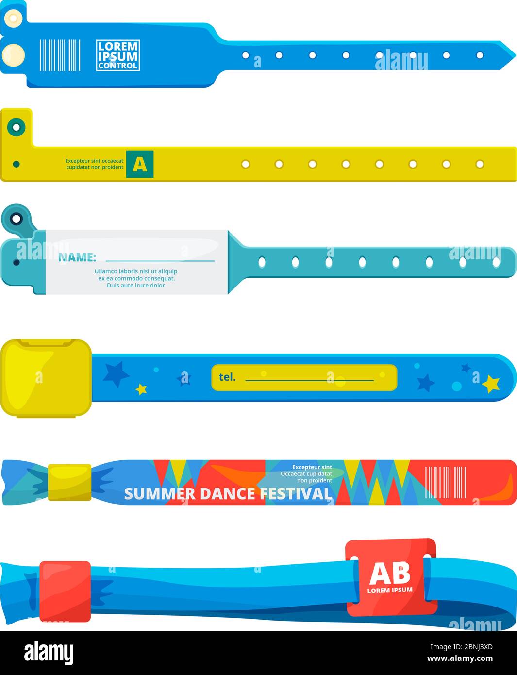 Design template of entrance bracelet at concert zone, performing party ...