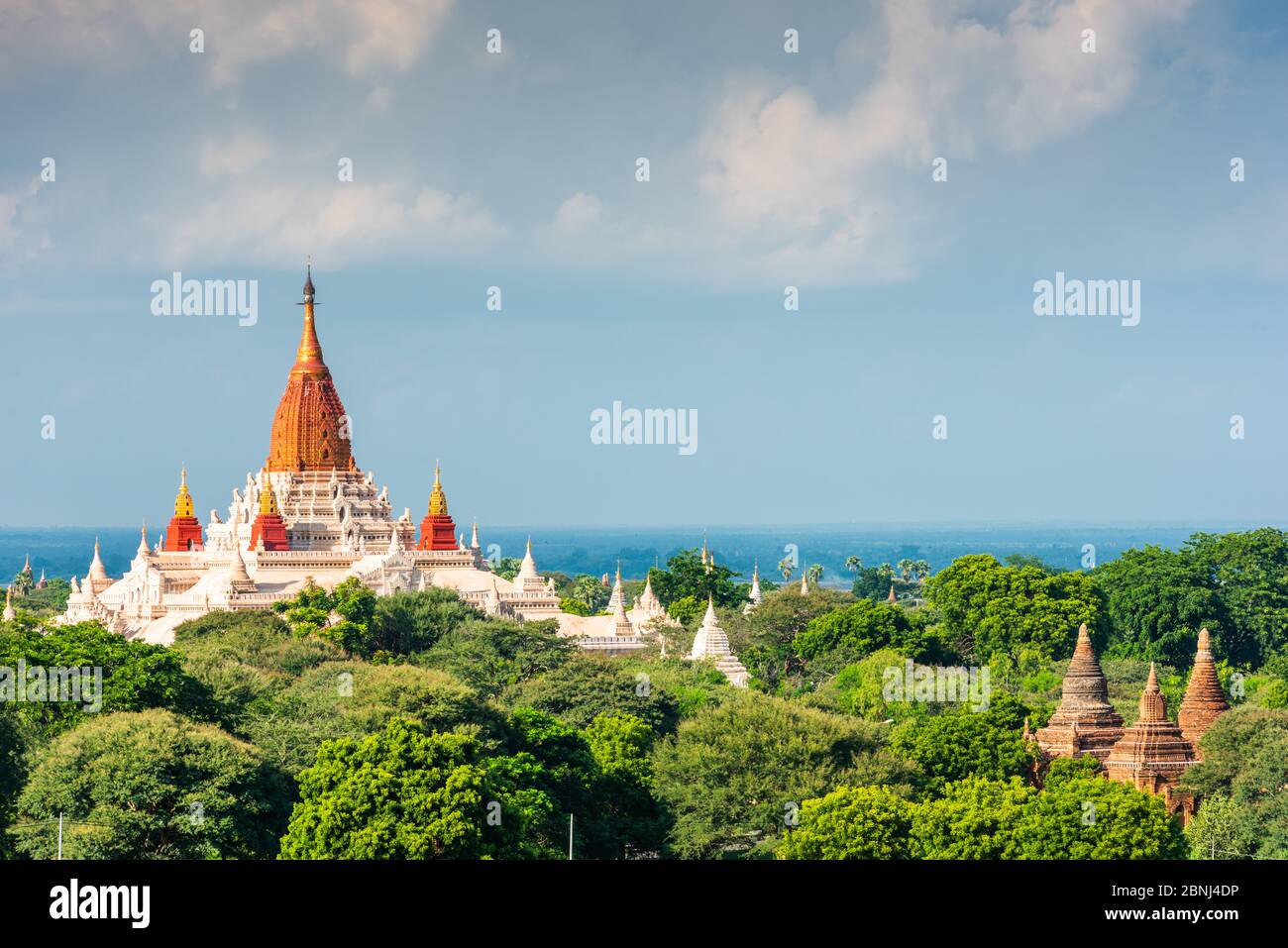 Bagan, Myanmar ancient temple ruins landscape with Ananda Temple in the ...