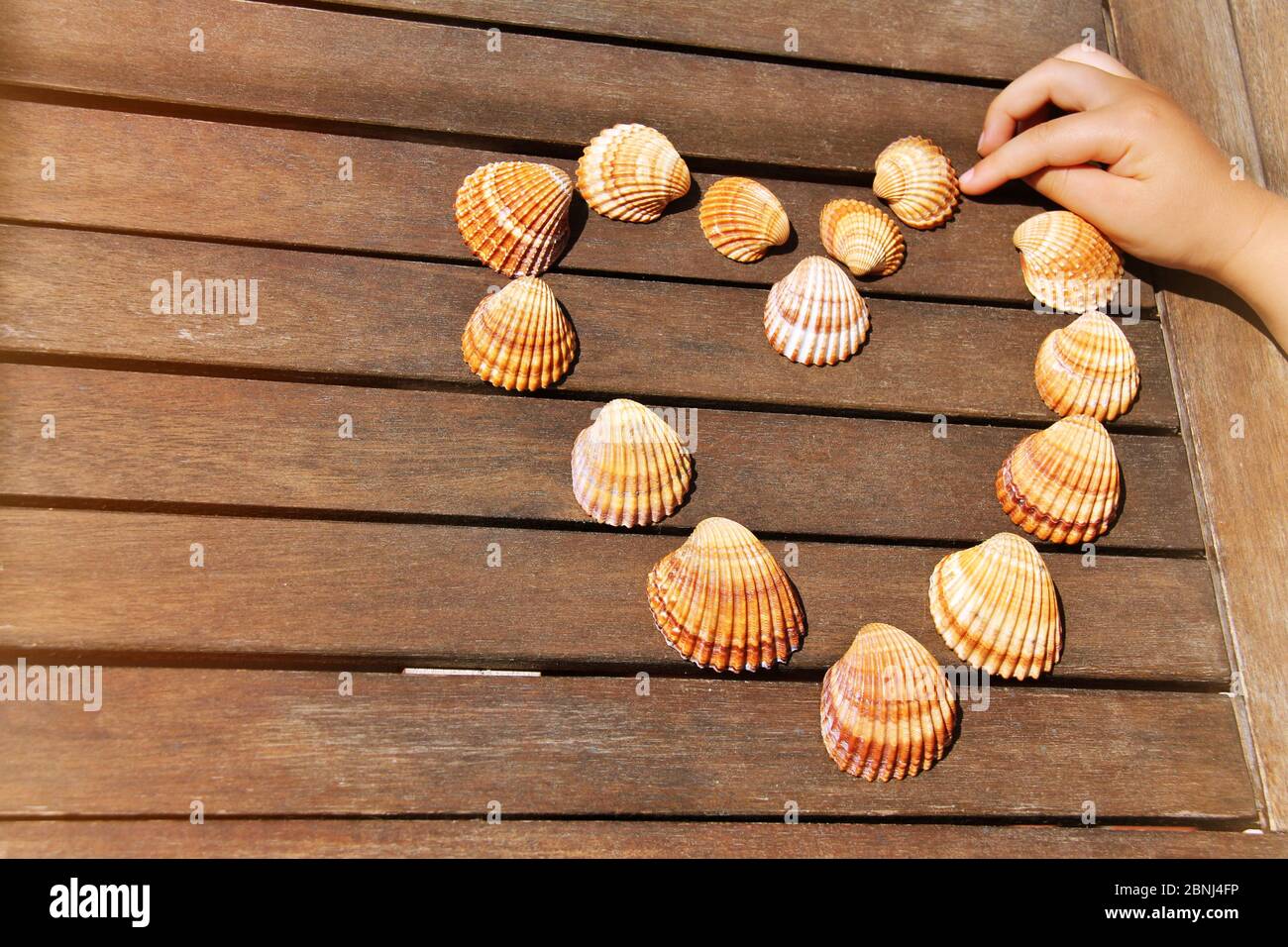 Heart shape made by sea shells Stock Photo - Alamy
