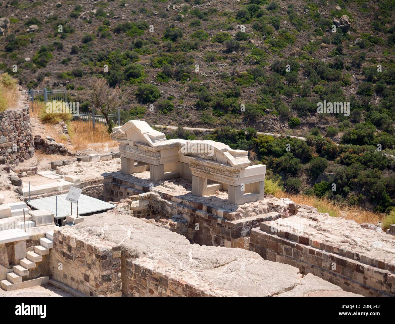Ruins of an ancient Roman theatre in Milos island, Greece Stock Photo ...