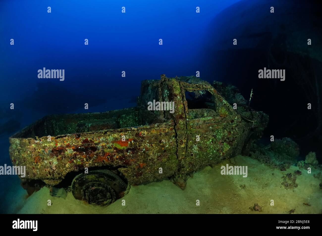 The wreck of a pick-up or a van in Shaab Suedi also called Toyota Reef ...