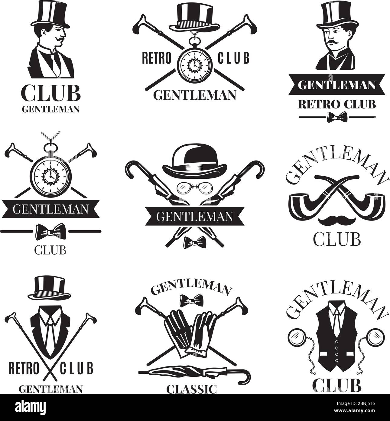 Retro badges or labels set for gentleman club. Logos design template ...