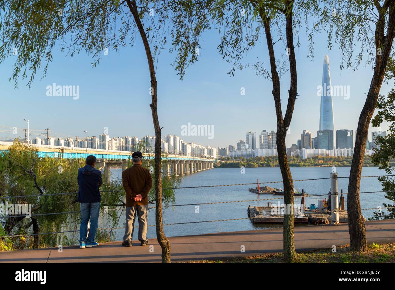 Lotte World Tower and Nam River, Seoul, South Korea, Asia Stock Photo ...