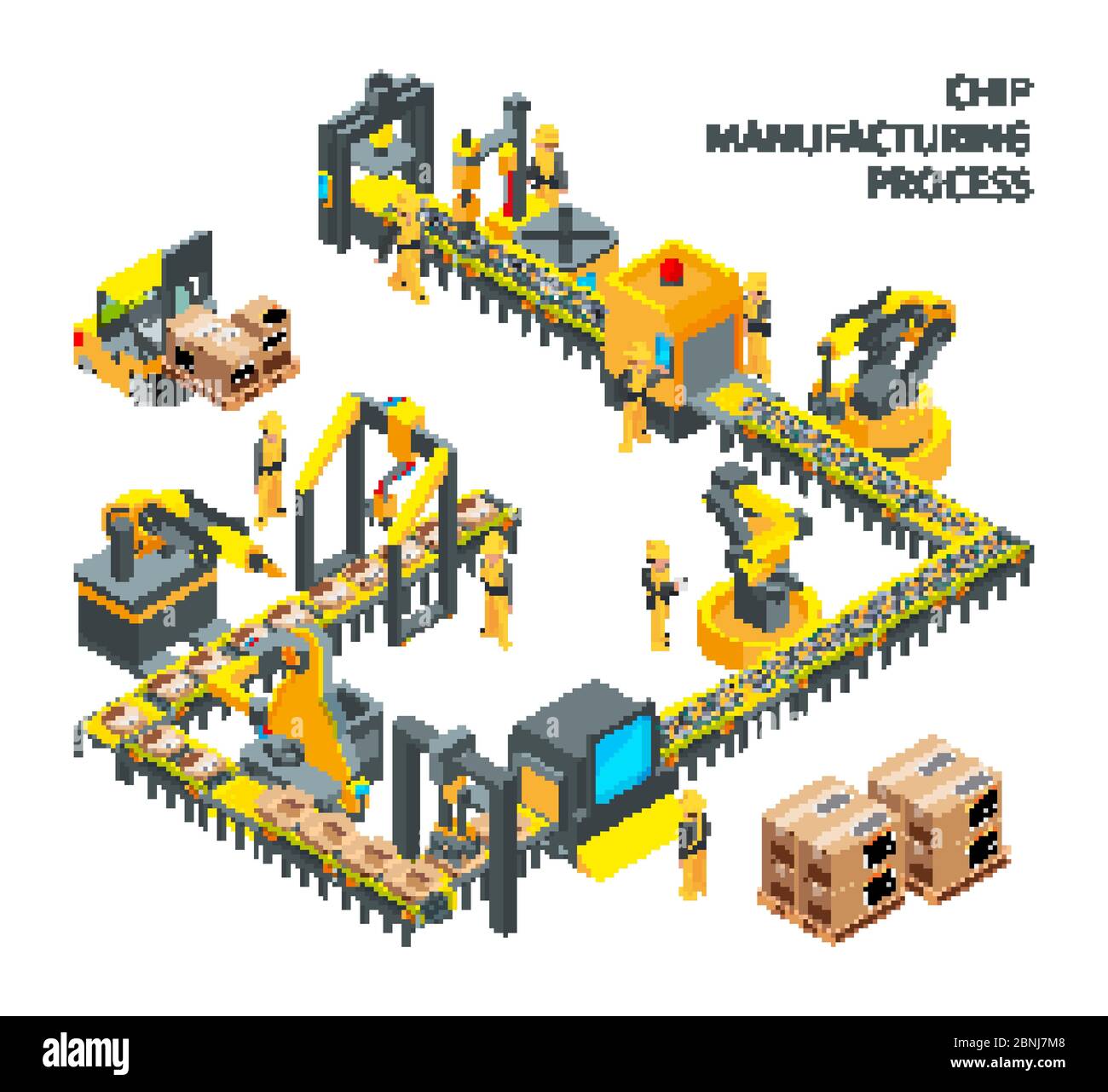 Industrial production of computer parts. Machinery tools for automation ...
