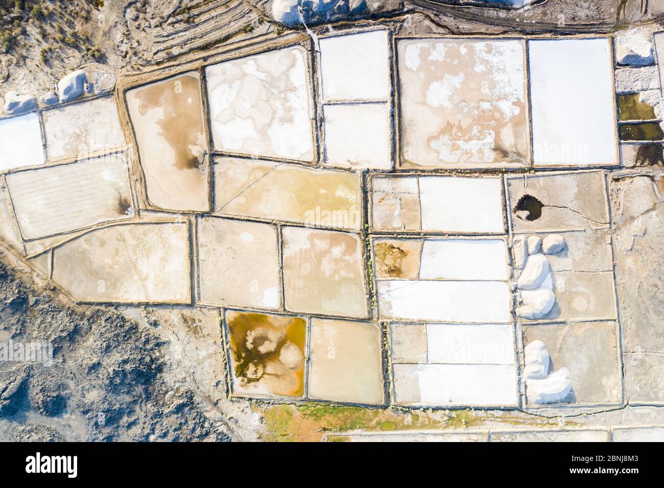 Salt tanks from above, Lake Afrera (Lake Afdera), Danakil Depression ...