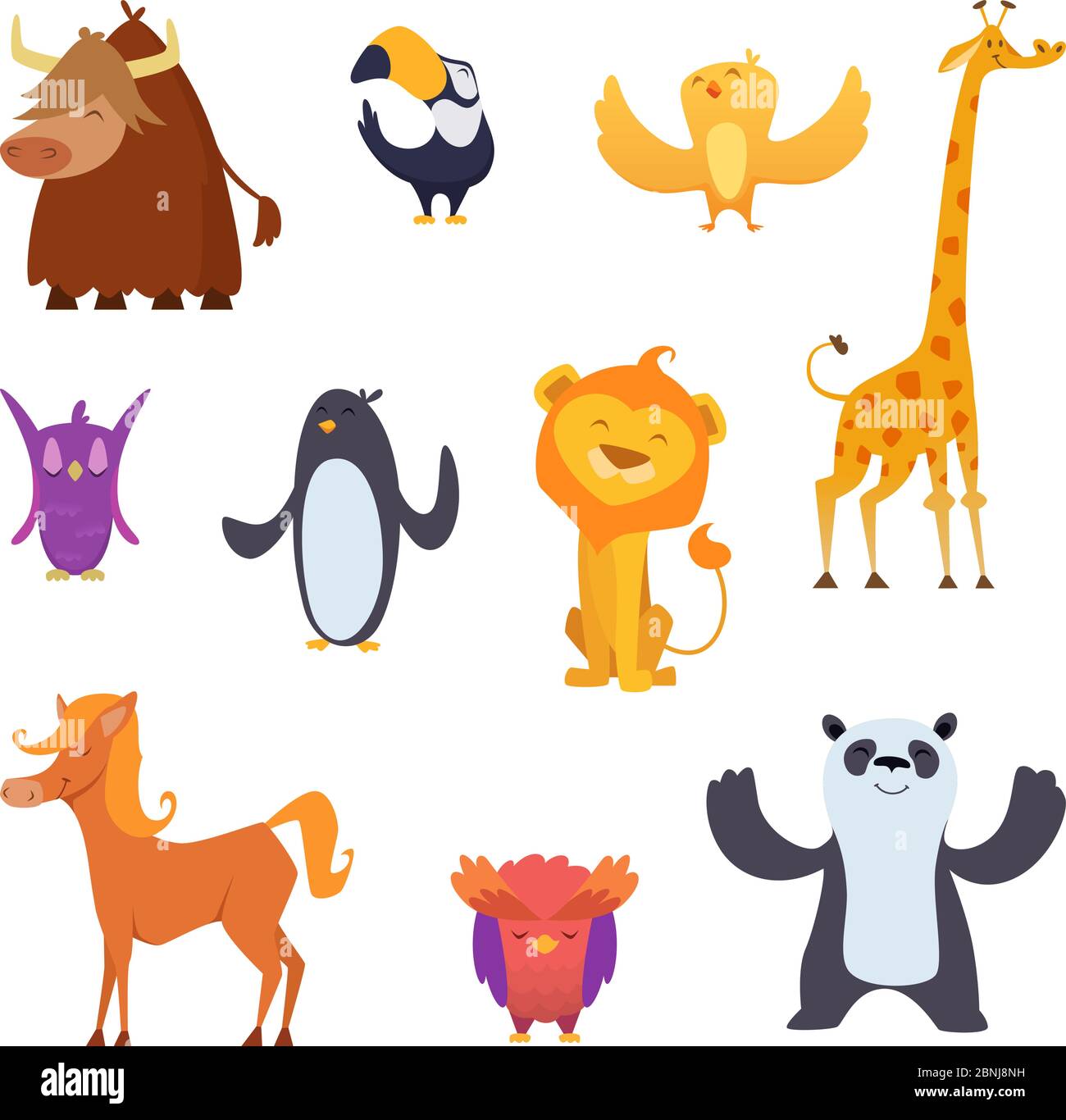 Cartoon birds and animals isolated on white Stock Vector Image & Art ...
