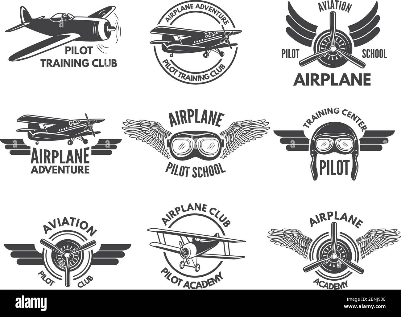 Labels design template with pictures of airplanes Stock Vector Image ...