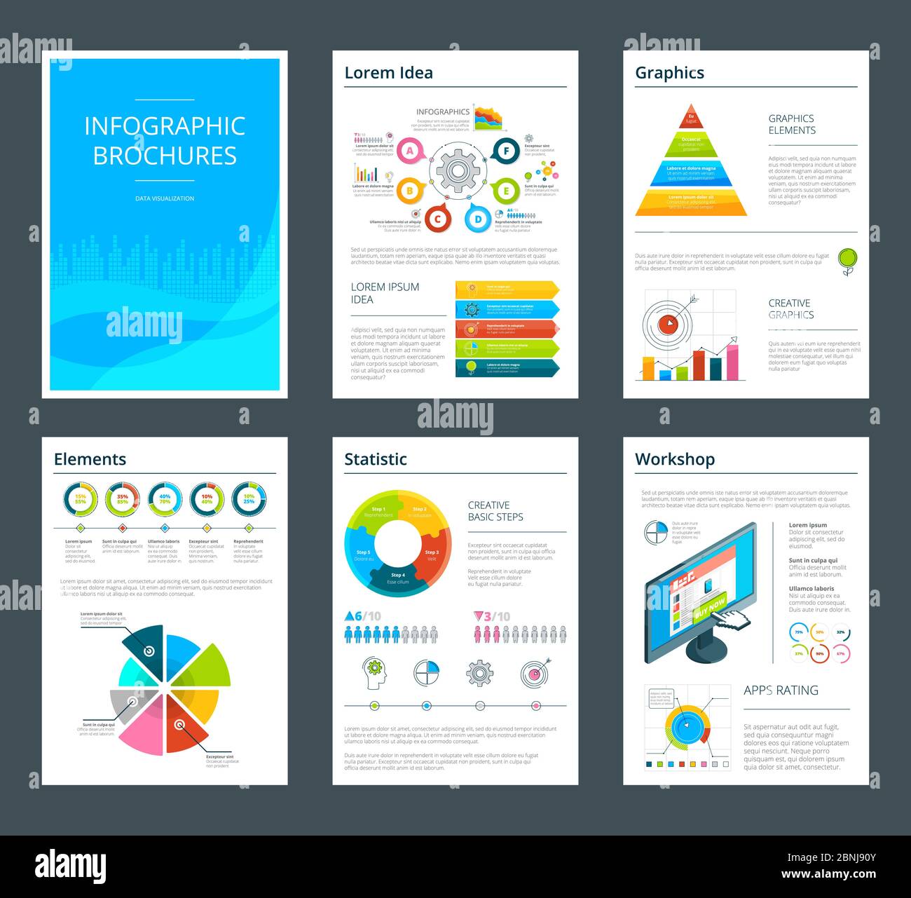 Template of business brochure with infographics Stock Vector Image ...