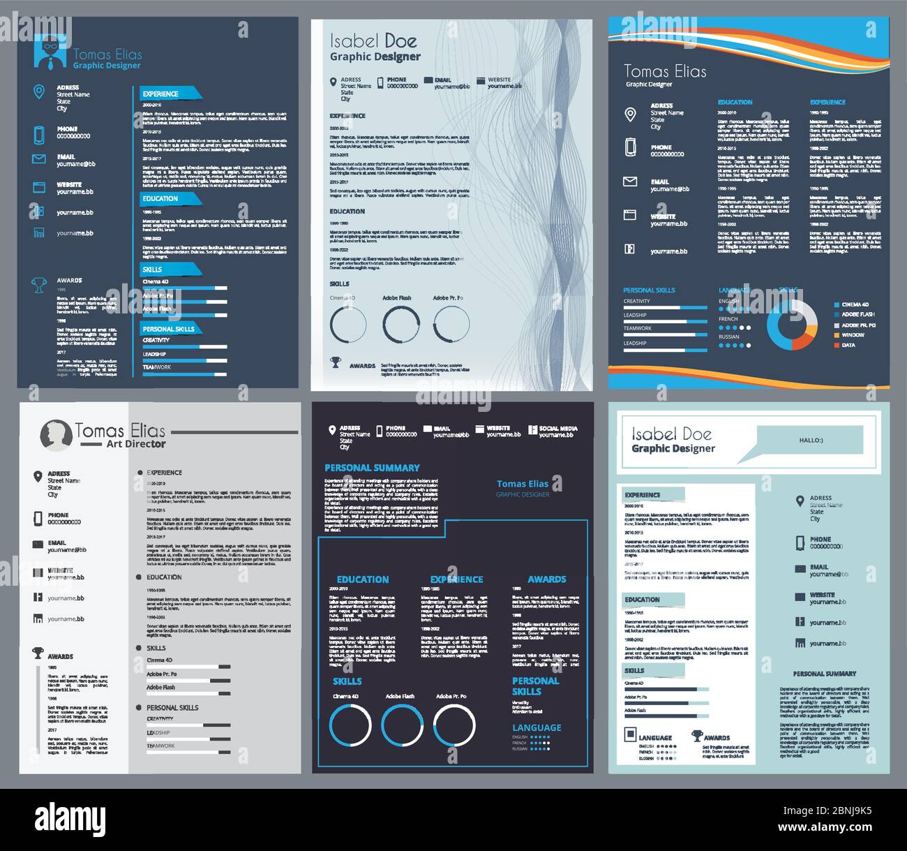 Resume or curriculum vitae. Design template with place for your text ...