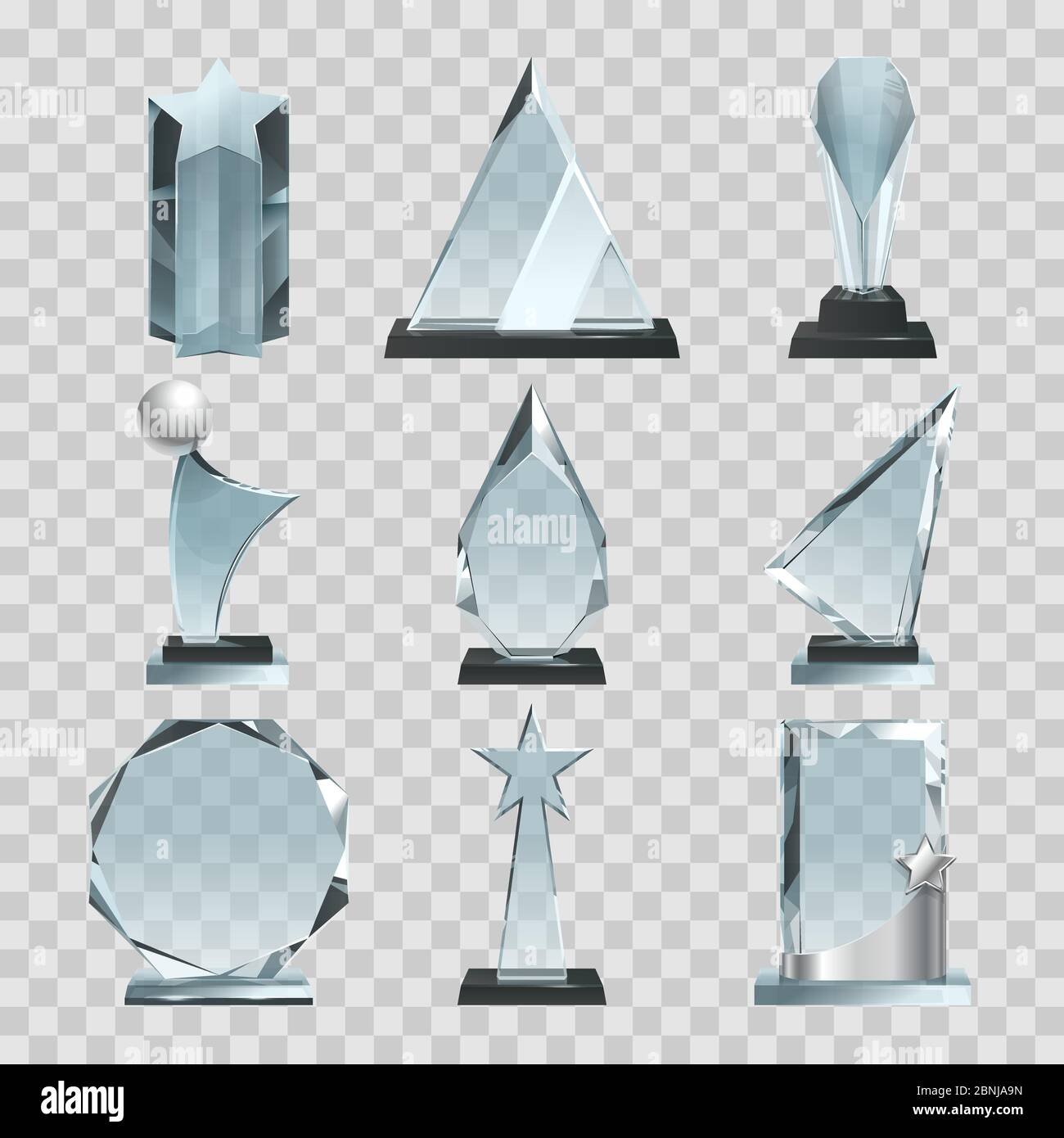 Crystal glass trophy or awards on transparent background Stock Vector ...
