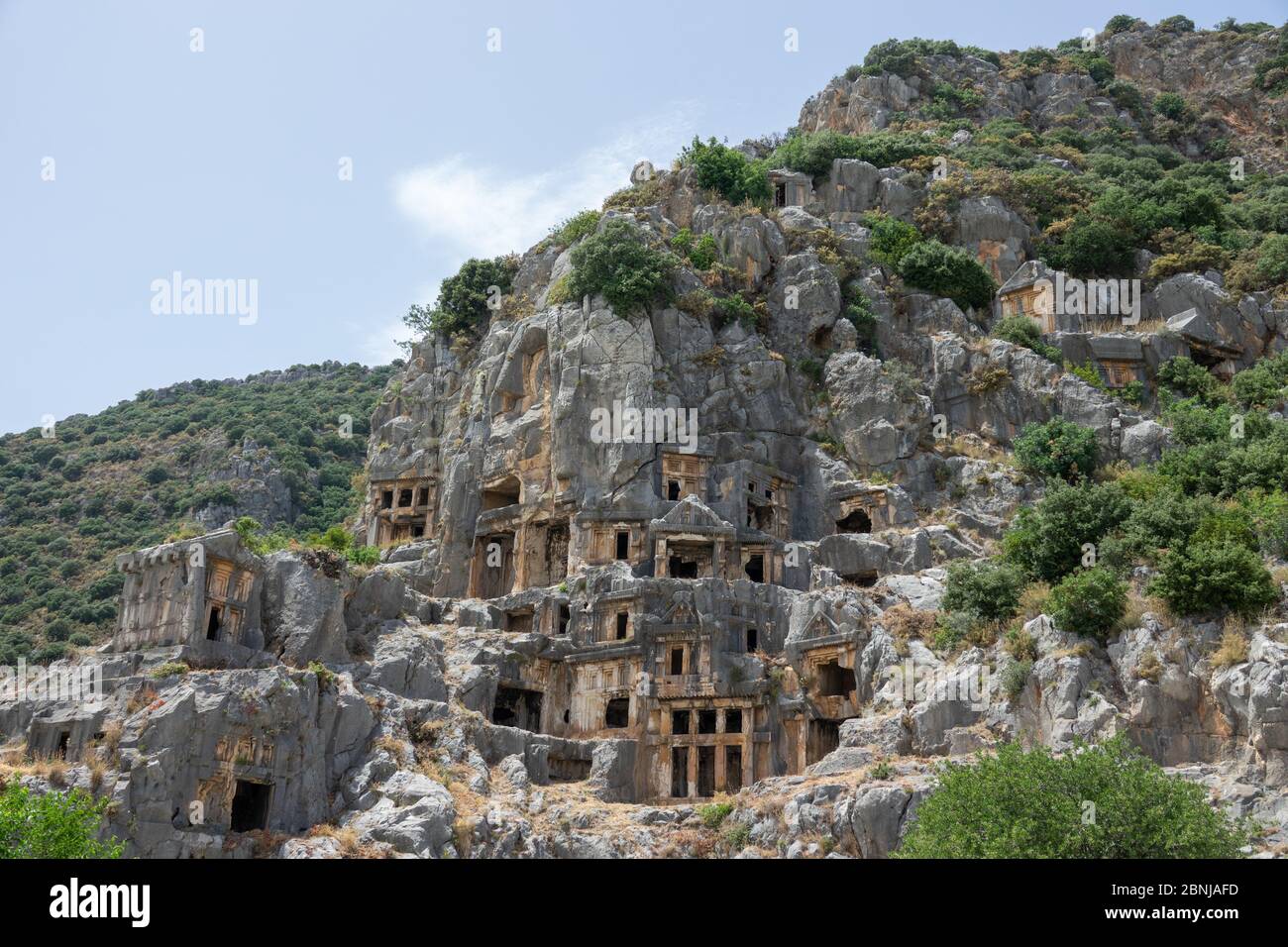 Necropolis of Lycian rock-cut tombs of the ancient city of Myra in ...