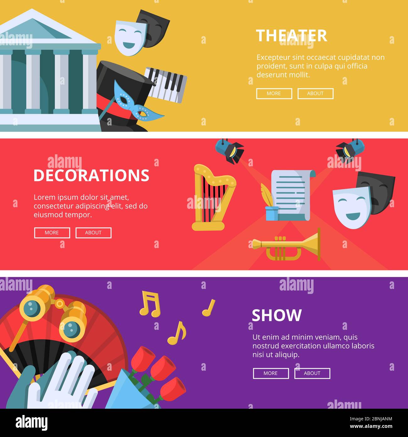 Color flat horizontal banners hi-res stock photography and images - Alamy