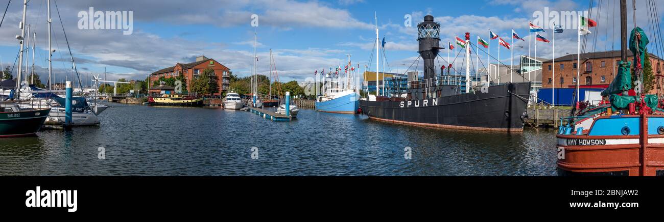 Panoramic of Port of Hull, Yorkshire, England, United Kingdom, Europe ...
