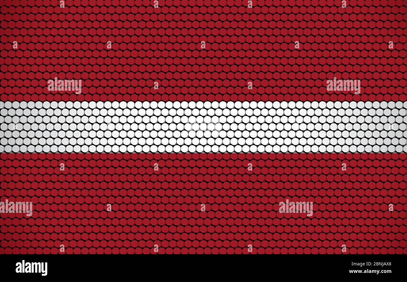 Abstract flag of Latvia made of circles. Latvian flag designed with ...