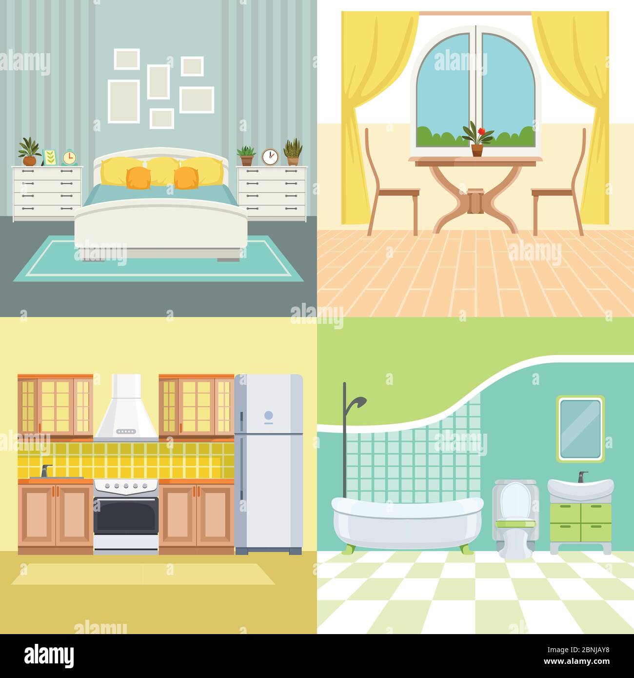 Set illustrations modern interior of living house Stock Vector Image ...