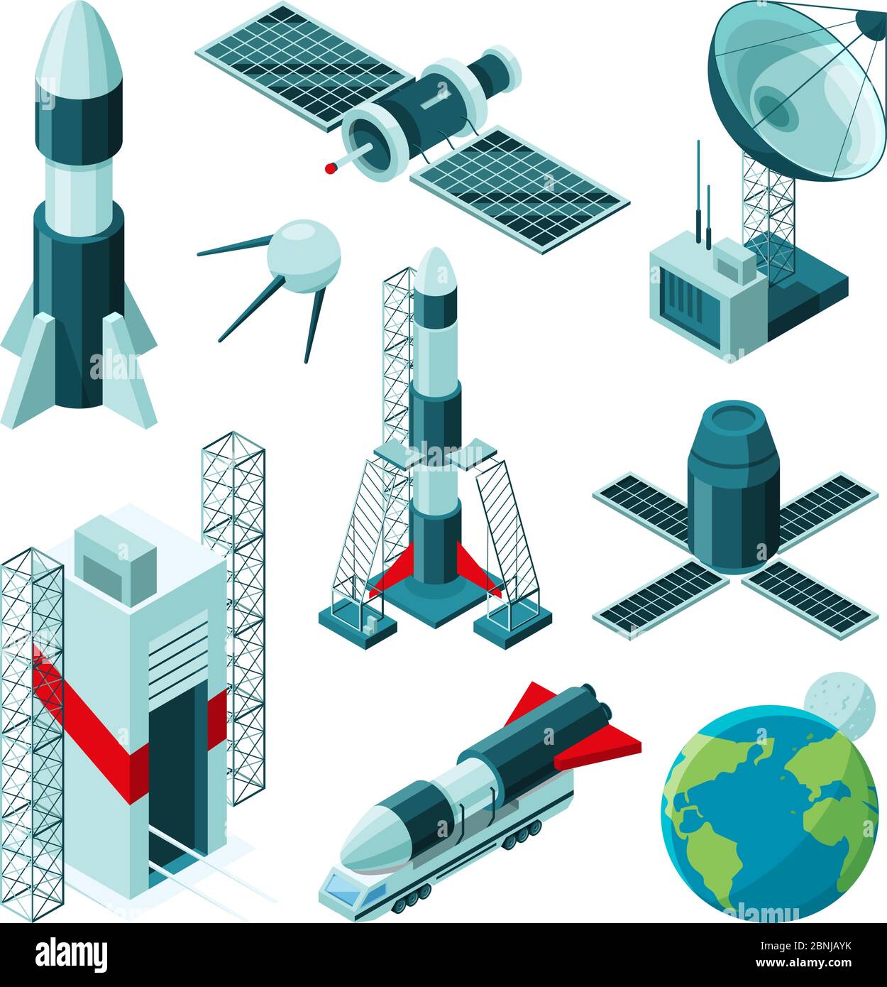 Isometric pictures of different tools and constructions for space ...