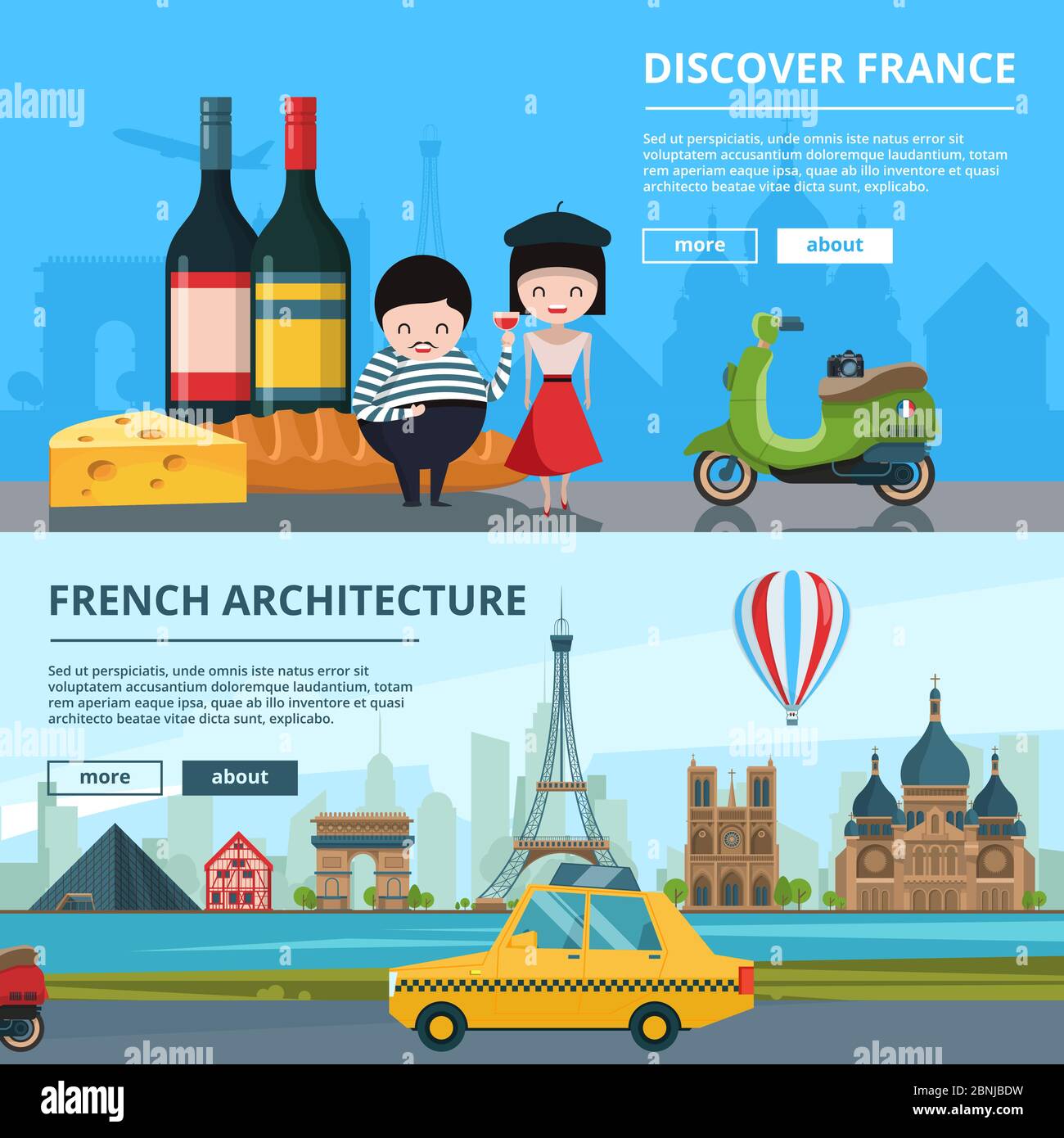 Banners set of french landmarks Stock Vector Image & Art - Alamy
