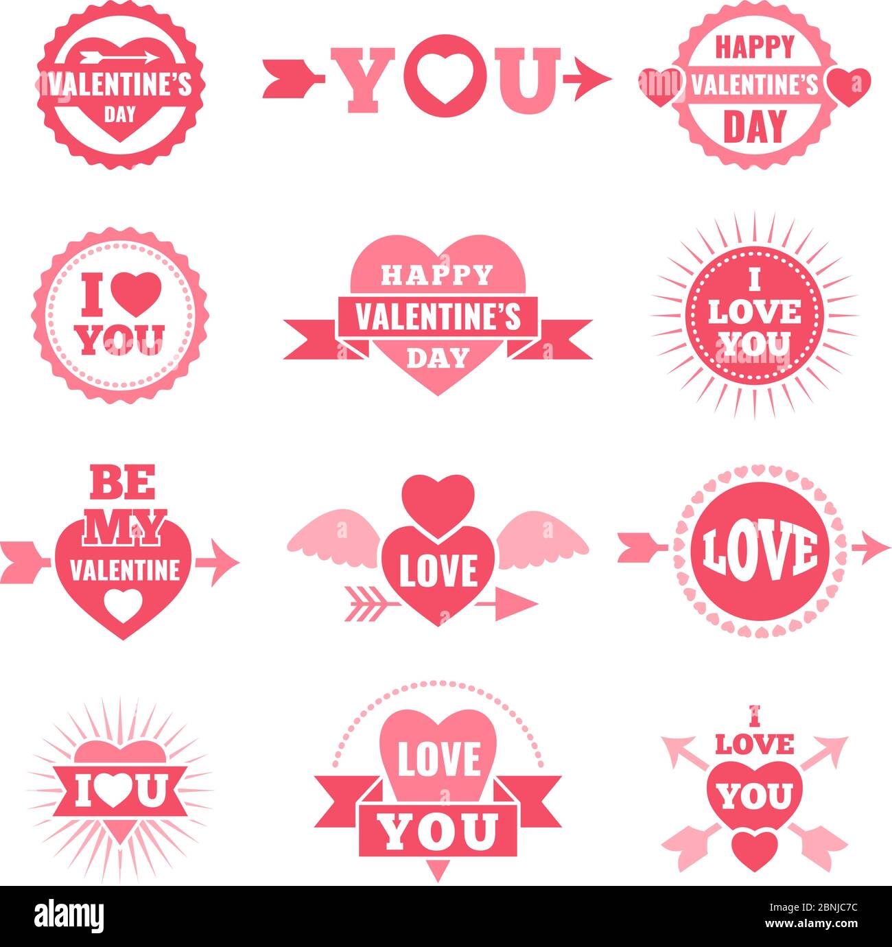 Labels and badges for valentine day. Love symbols Stock Vector Image ...