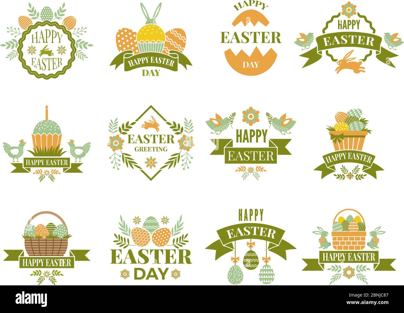 Set of vintage labels and badges of easter theme Stock Vector Image ...