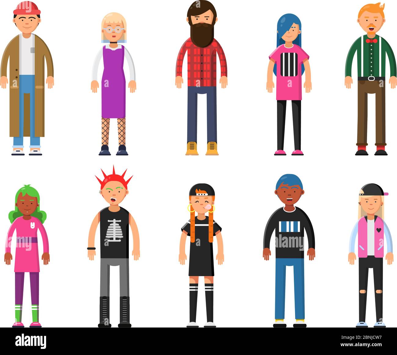 Funky young people. Hipsters characters male and female Stock Vector ...