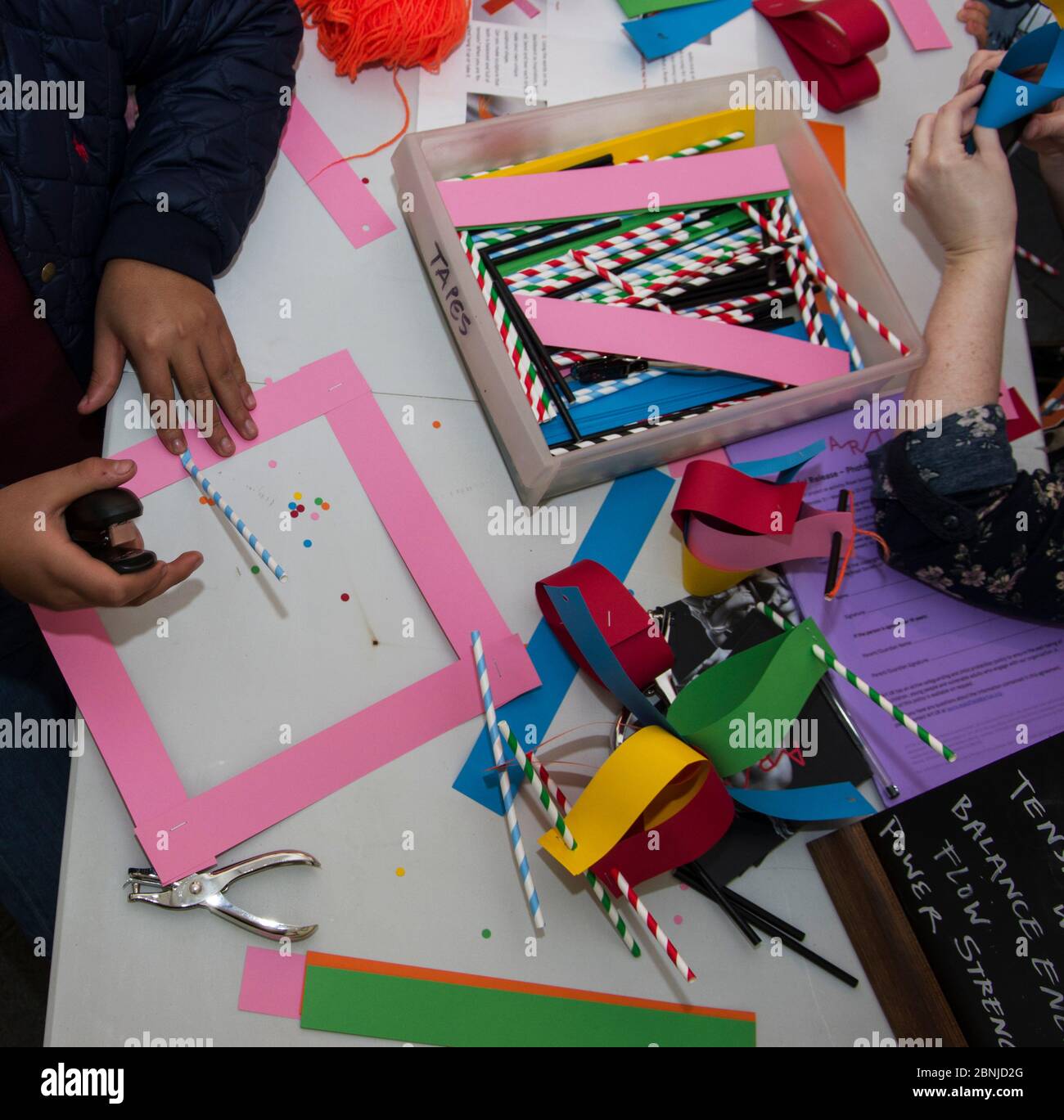 Creative activities for children involving cutting and folding colorful ...