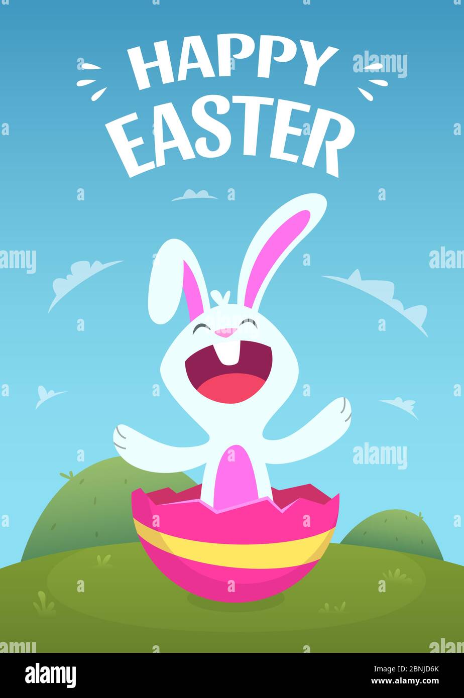 Poster template with illustration of easter rabbit Stock Vector Image ...