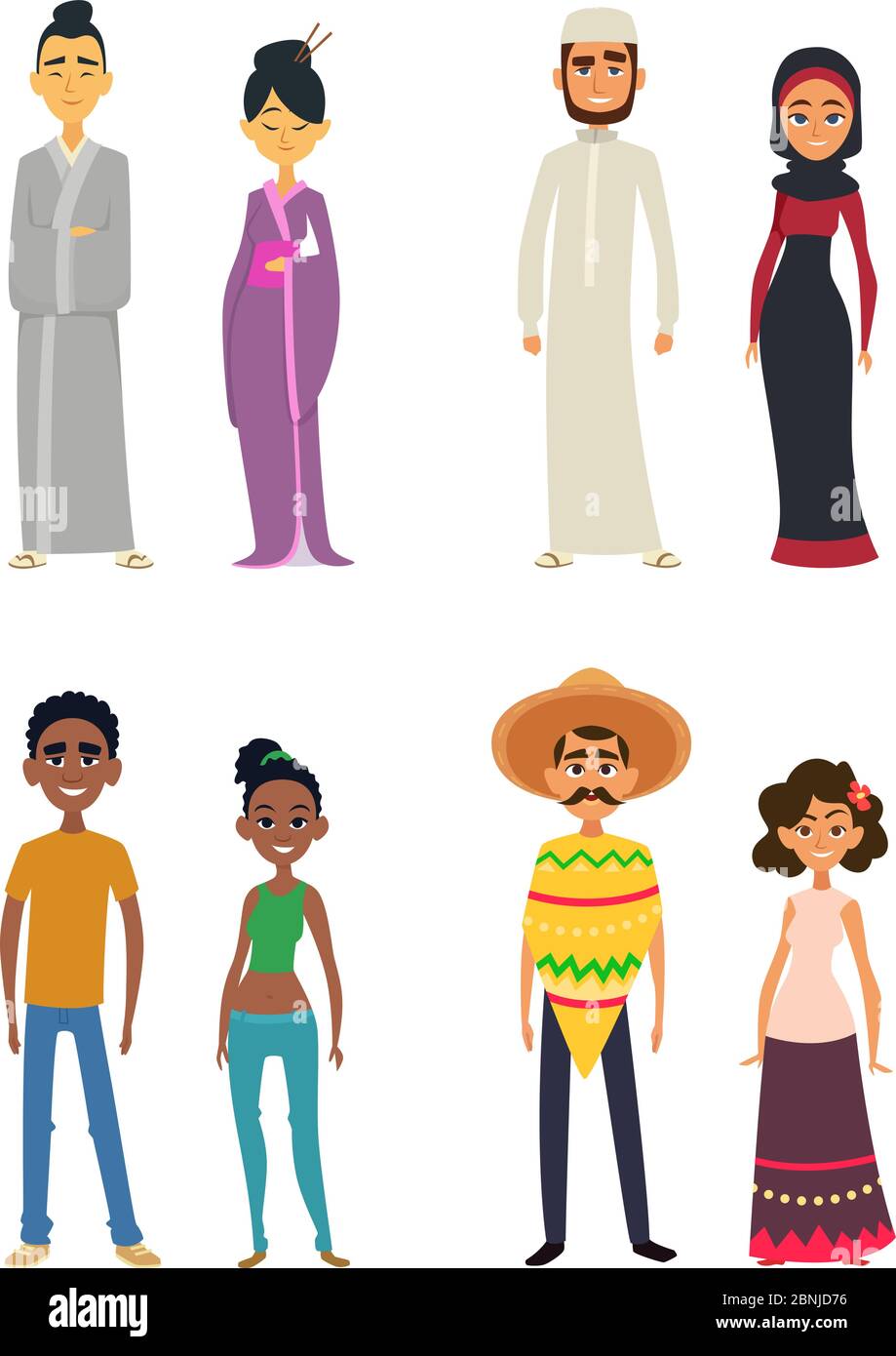 Cartoon people in national Cut Out Stock Images & Pictures - Alamy