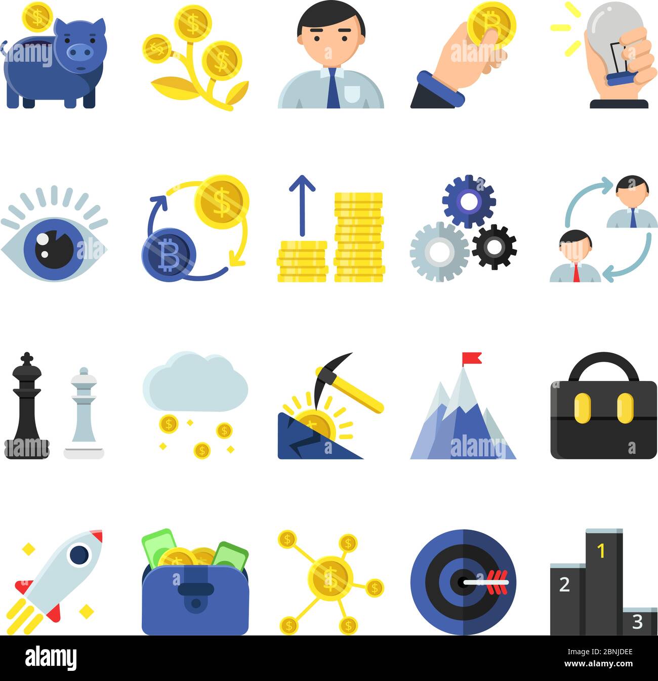Business b2b symbols in flat style. Icons of management and finances ...