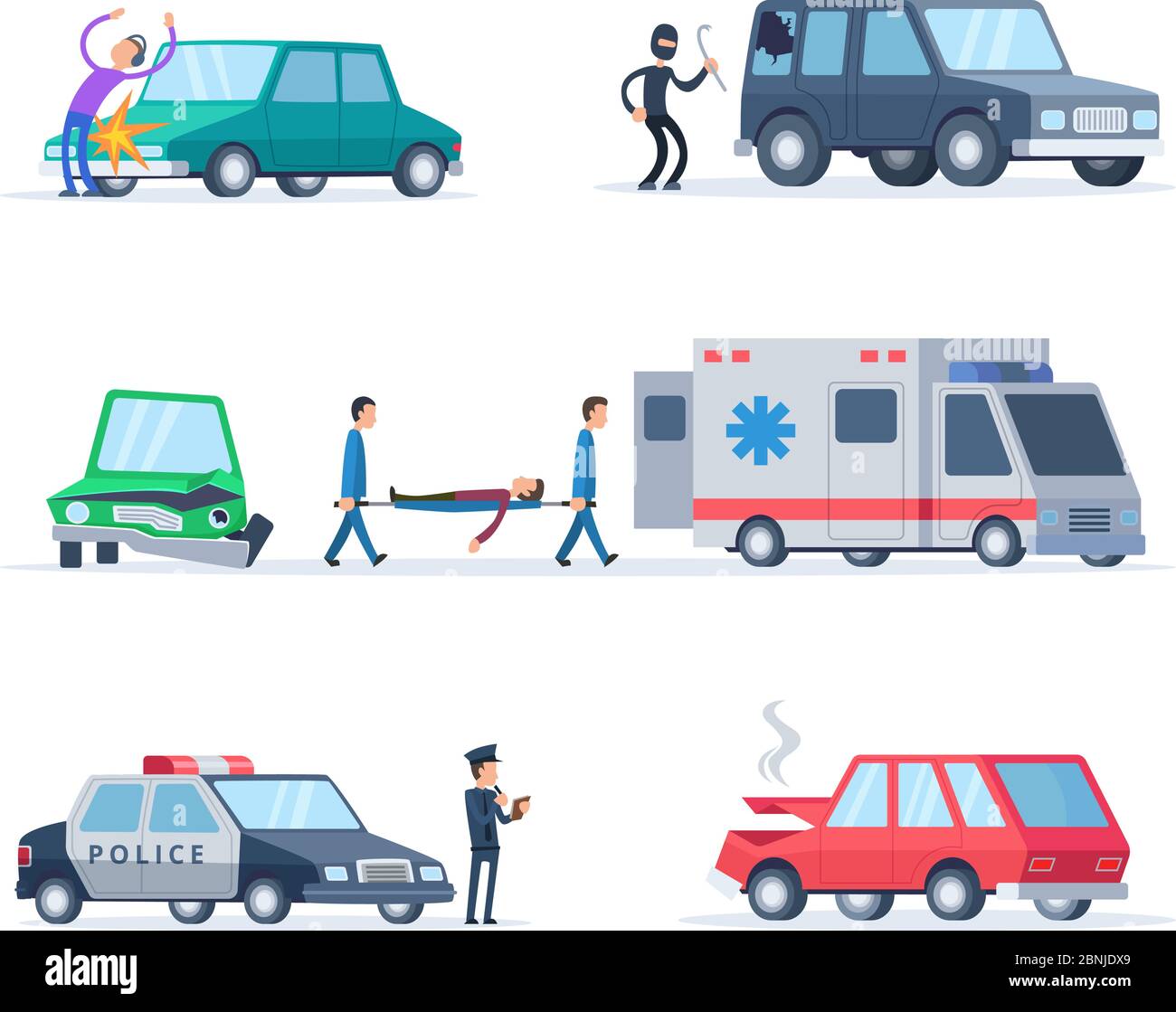 Car crash accident flat Cut Out Stock Images & Pictures - Alamy