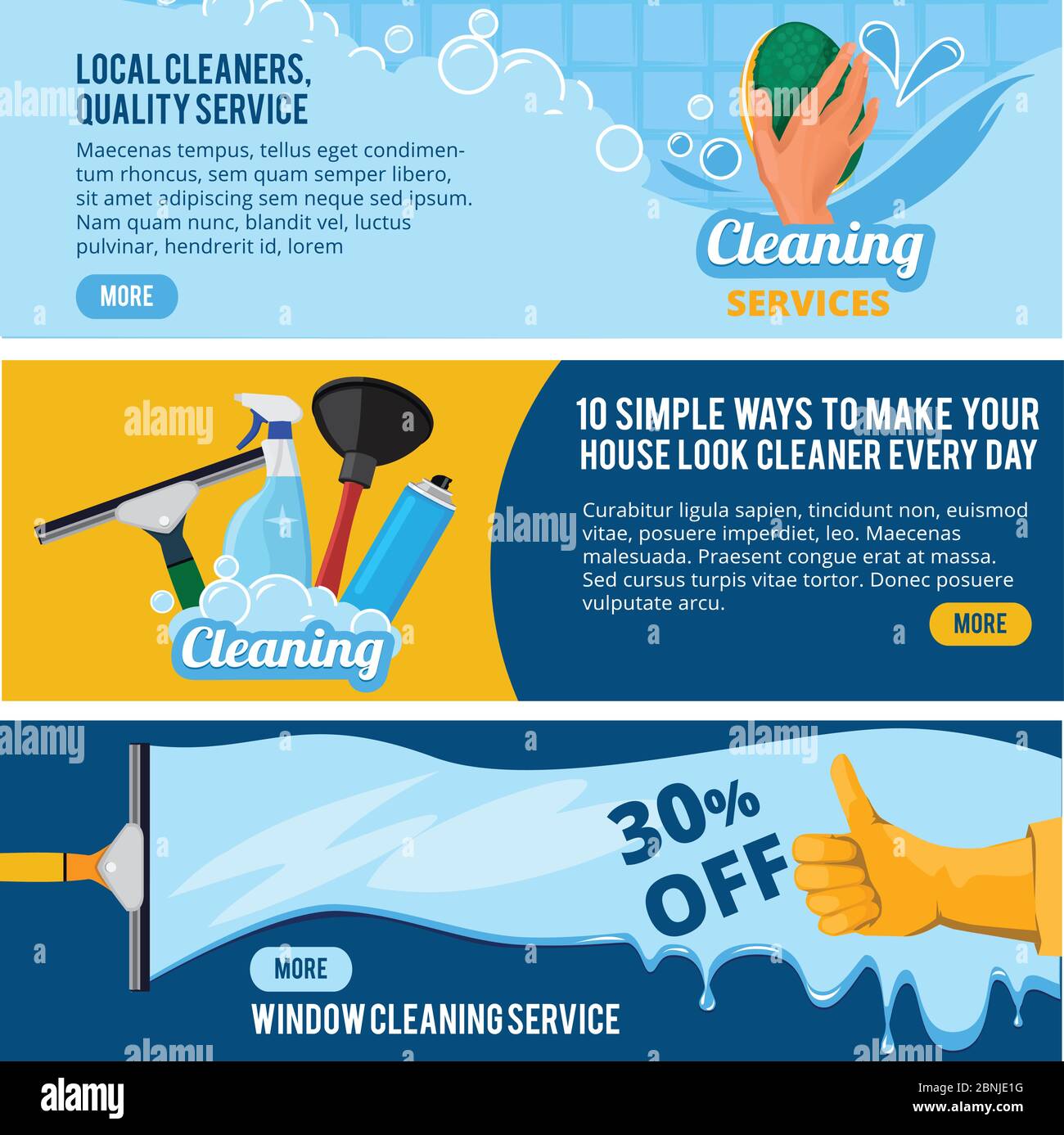 Banners set with concept illustrations of cleaning service theme Stock ...