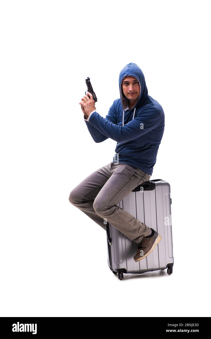 Young male bandit isolated on white background Stock Photo - Alamy