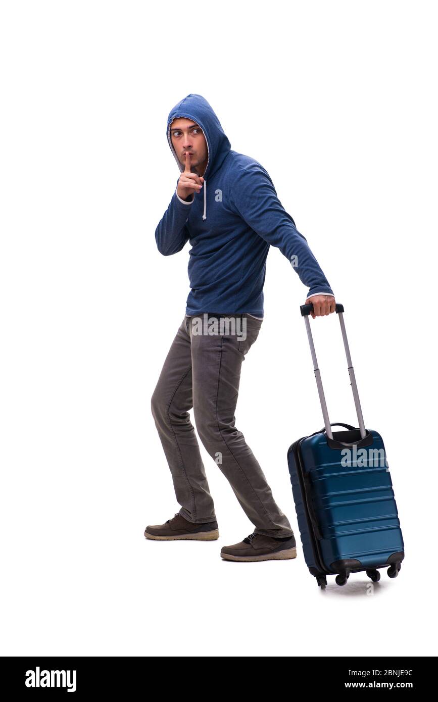 Young male bandit isolated on white background Stock Photo - Alamy