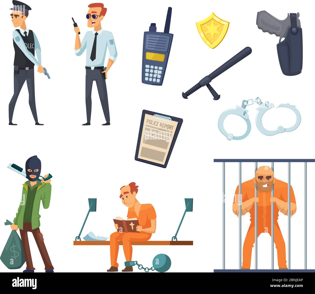 Criminal characters and policemen Stock Vector Image & Art - Alamy