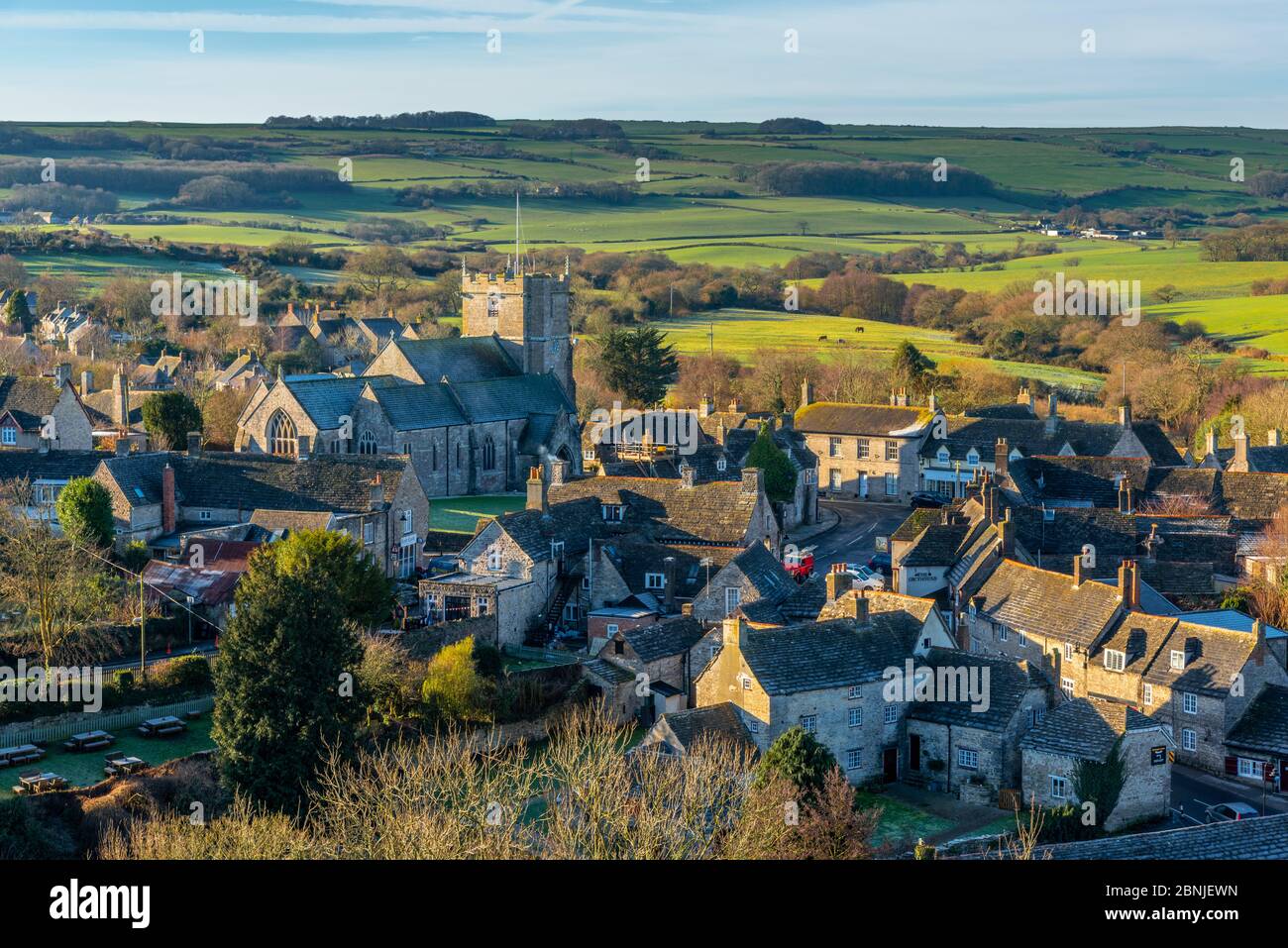 Corfe Castle village, Dorset, England, United Kingdom, Europe Stock ...