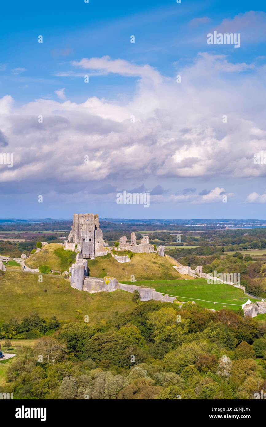 Aerial view corfe castle hi-res stock photography and images - Alamy