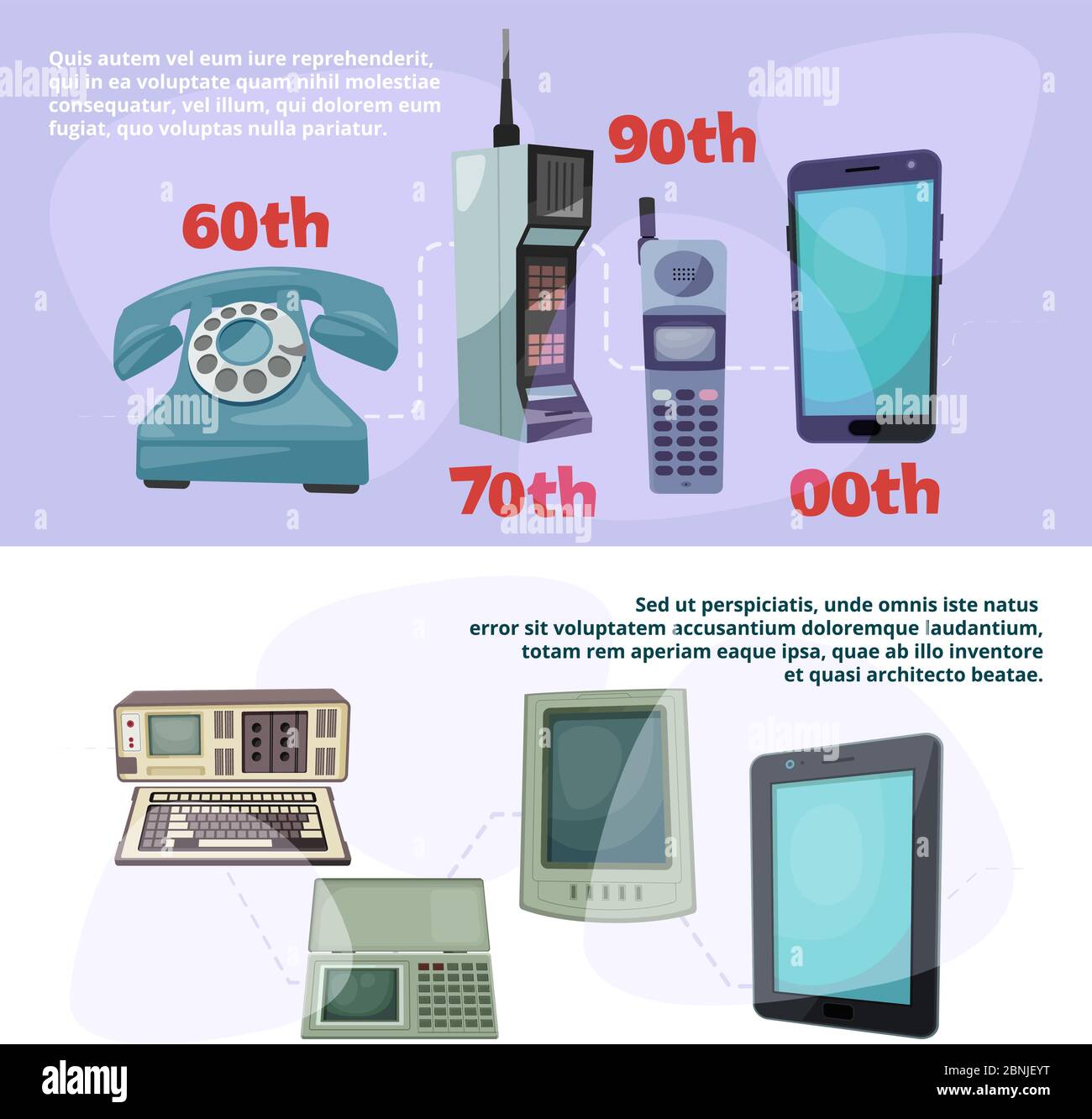 Visualization of technological progress. Banners set with different ...