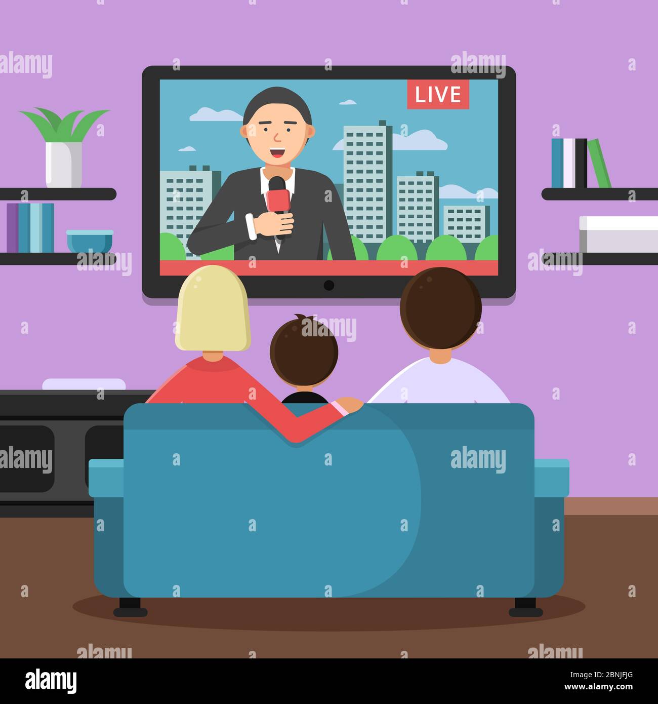 Woman on sofa watching Stock Vector Images - Alamy