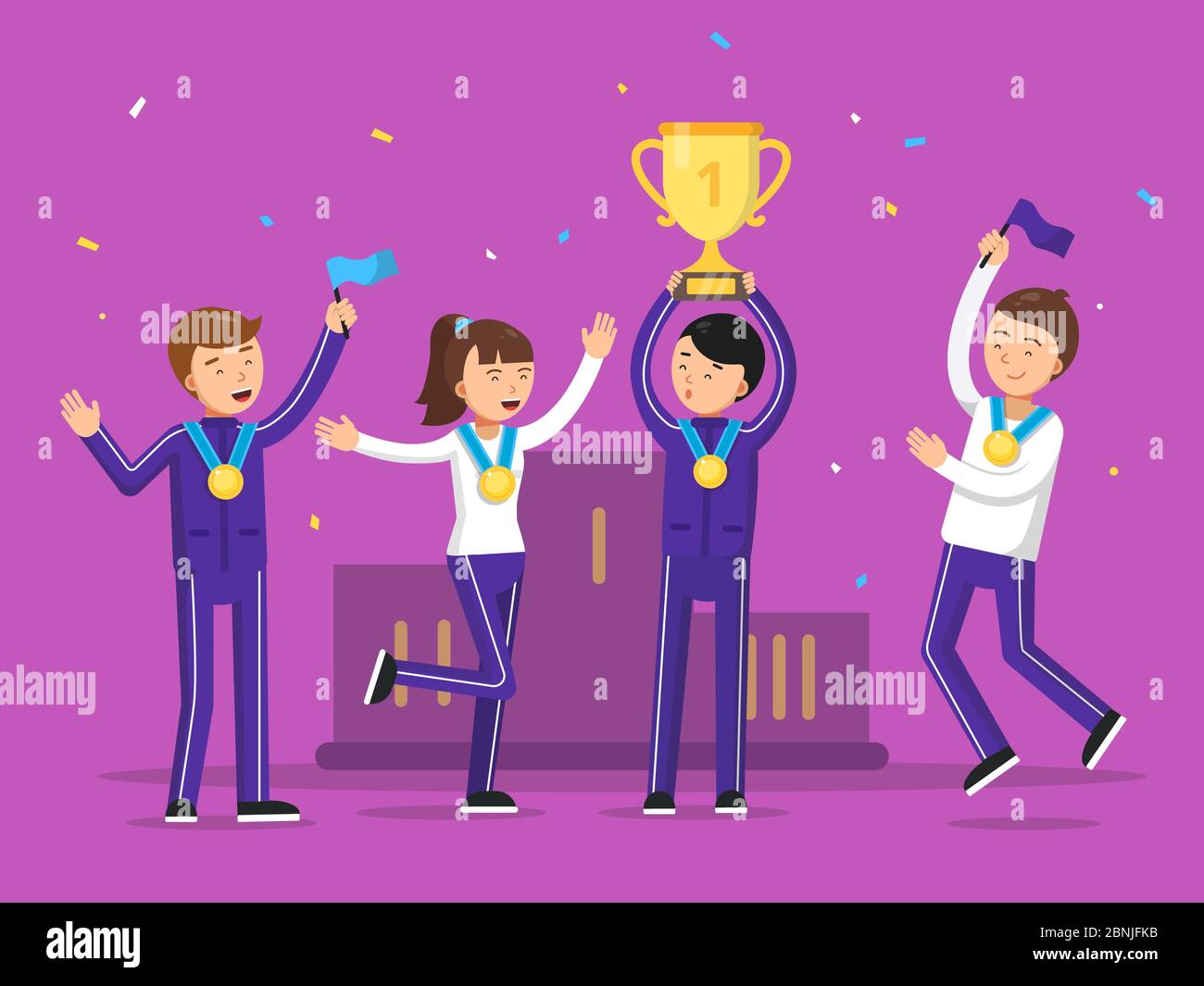 Sport winners celebrating their victory. Happiness people Stock Vector ...
