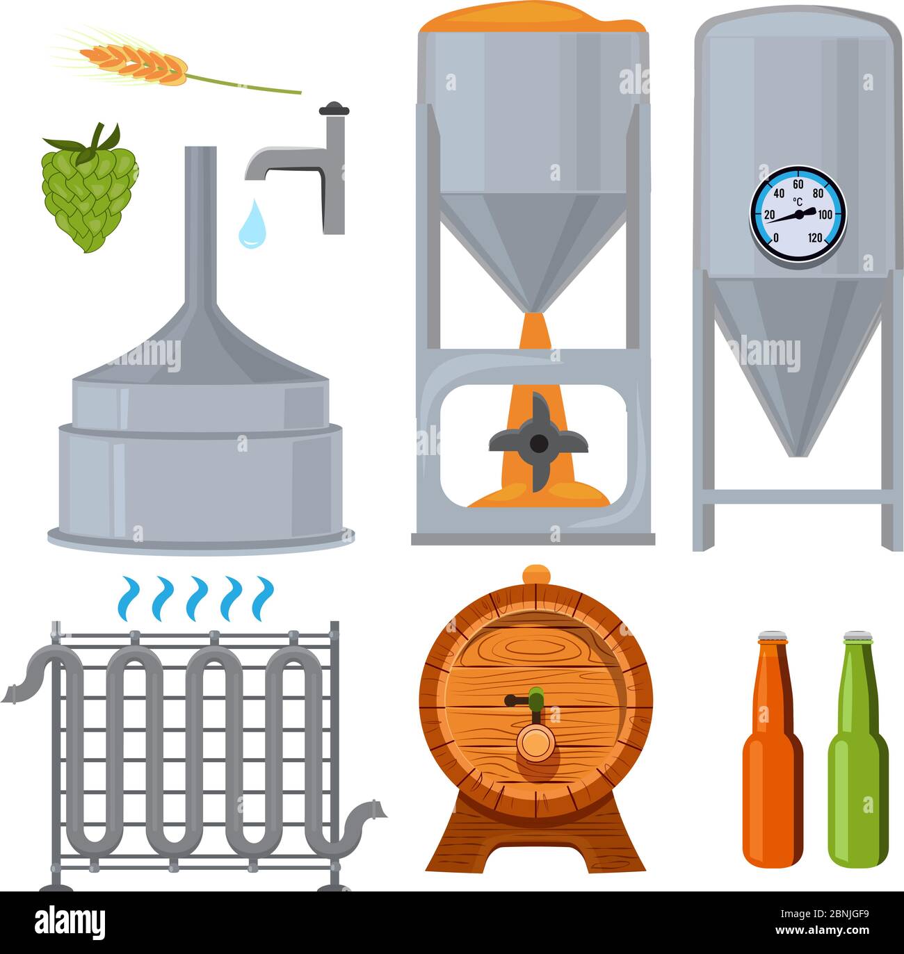 Equipment for the brewery. Pictures in cartoon style Stock Vector Image ...