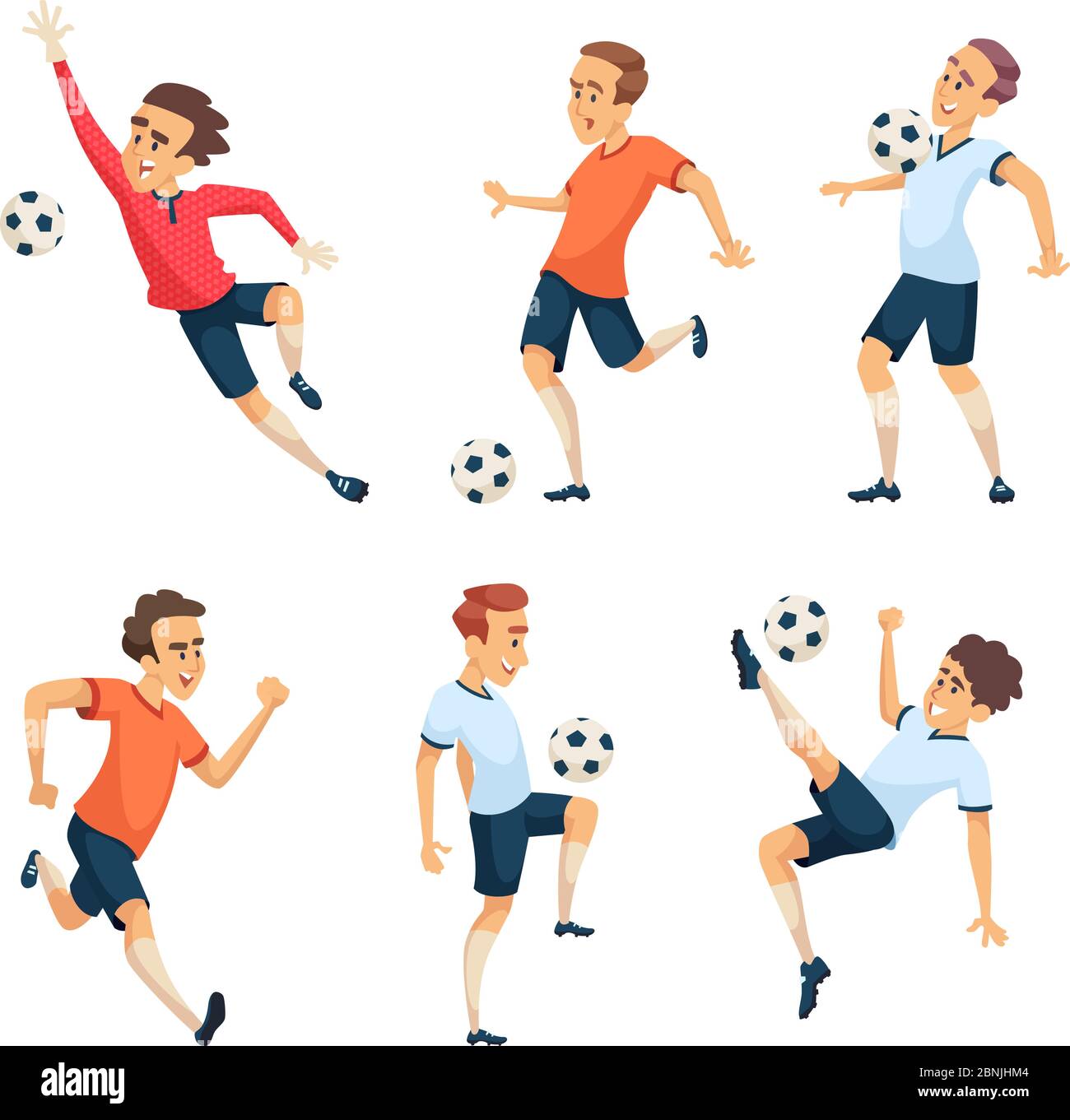 Soccer characters playing football. Isolated sport mascots isolate on white Stock Vector Image ...