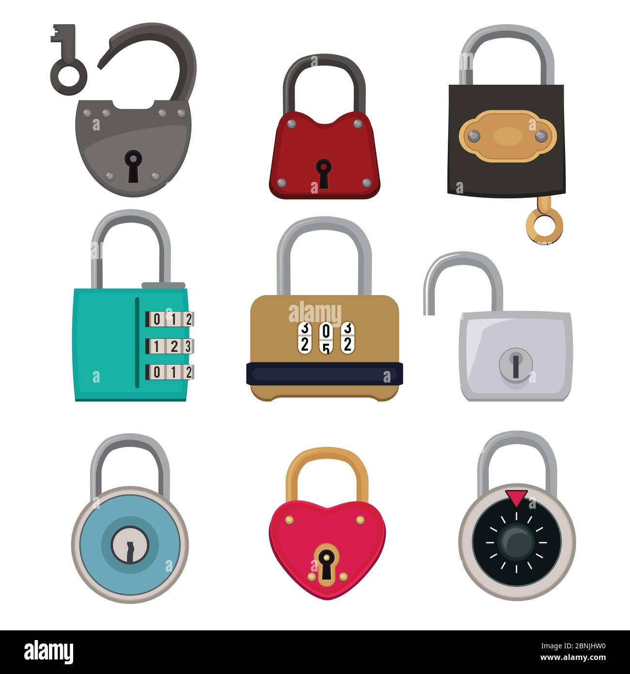 Vector colored icon set of padlocks Stock Vector Image & Art - Alamy