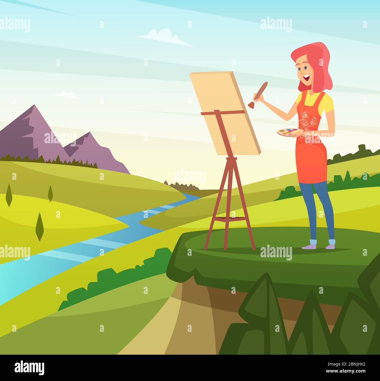 Artist in nature making picture Stock Vector Image & Art - Alamy