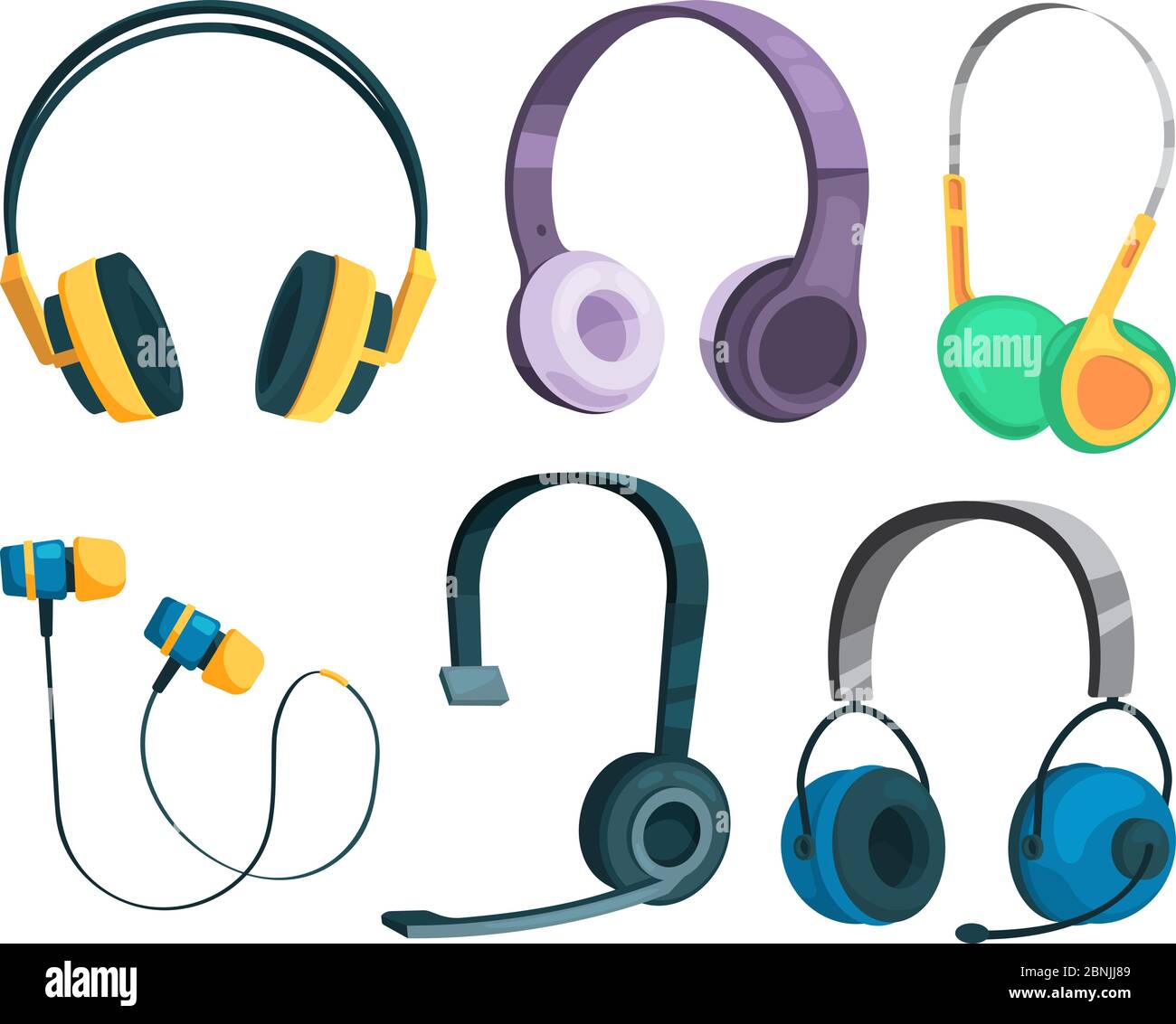 Set vector illustrations of various headphones Stock Vector Image & Art ...