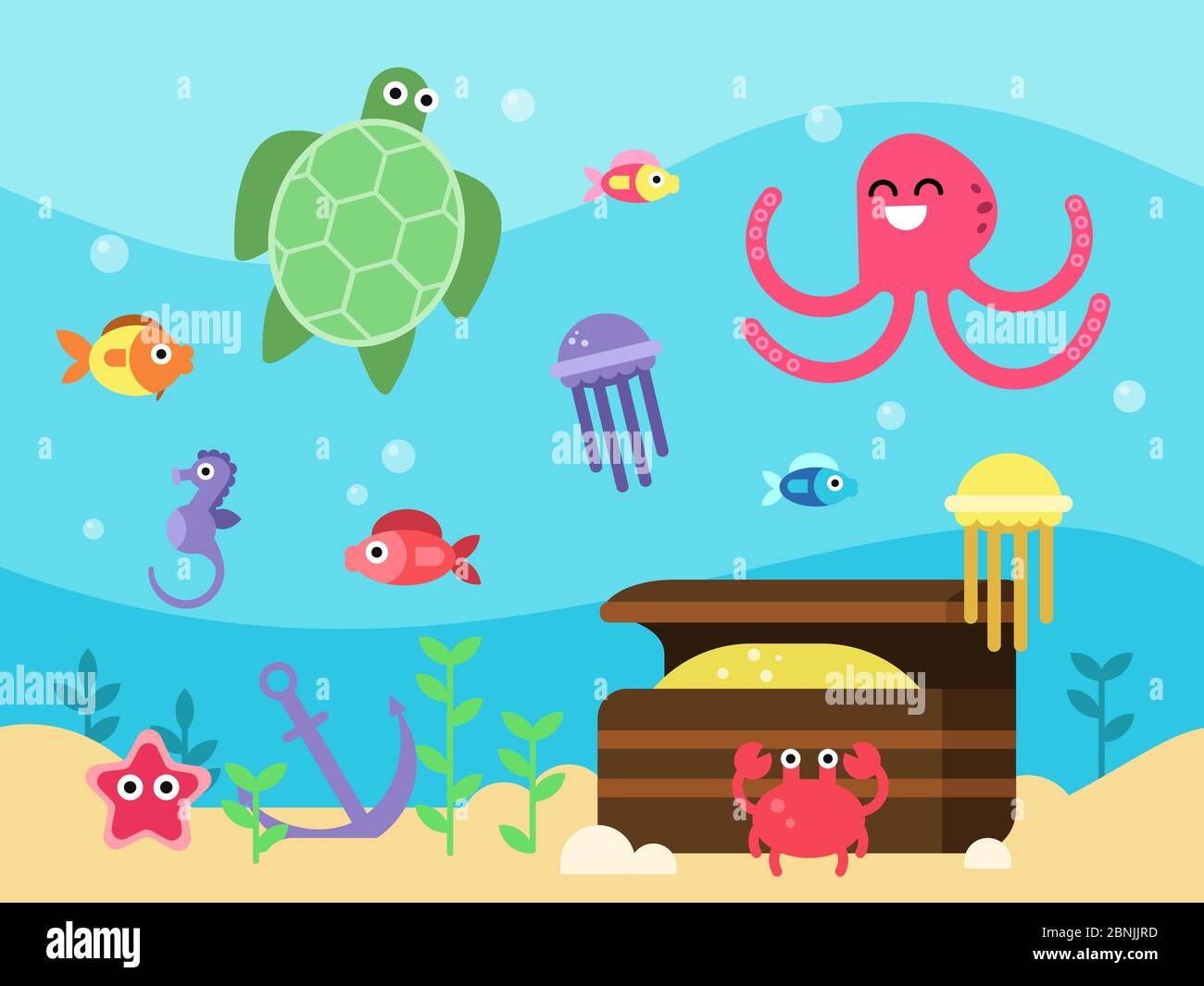 Aquatic animals cartoon hi-res stock photography and images - Alamy