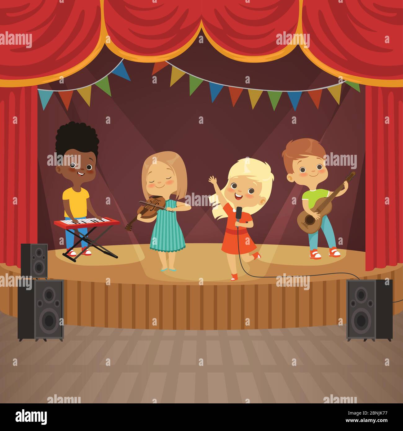 Music kids band on concert scene Stock Vector Image & Art - Alamy
