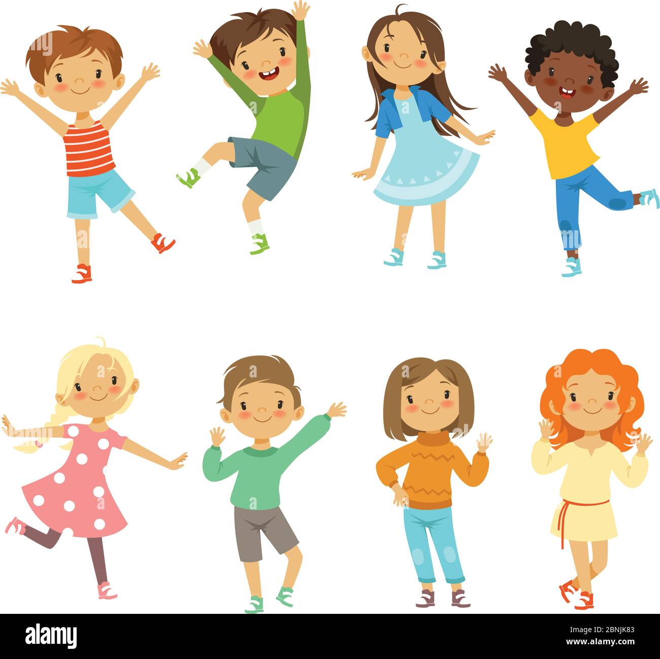 Childrens playing. Vector funny characters isolate on white Stock ...