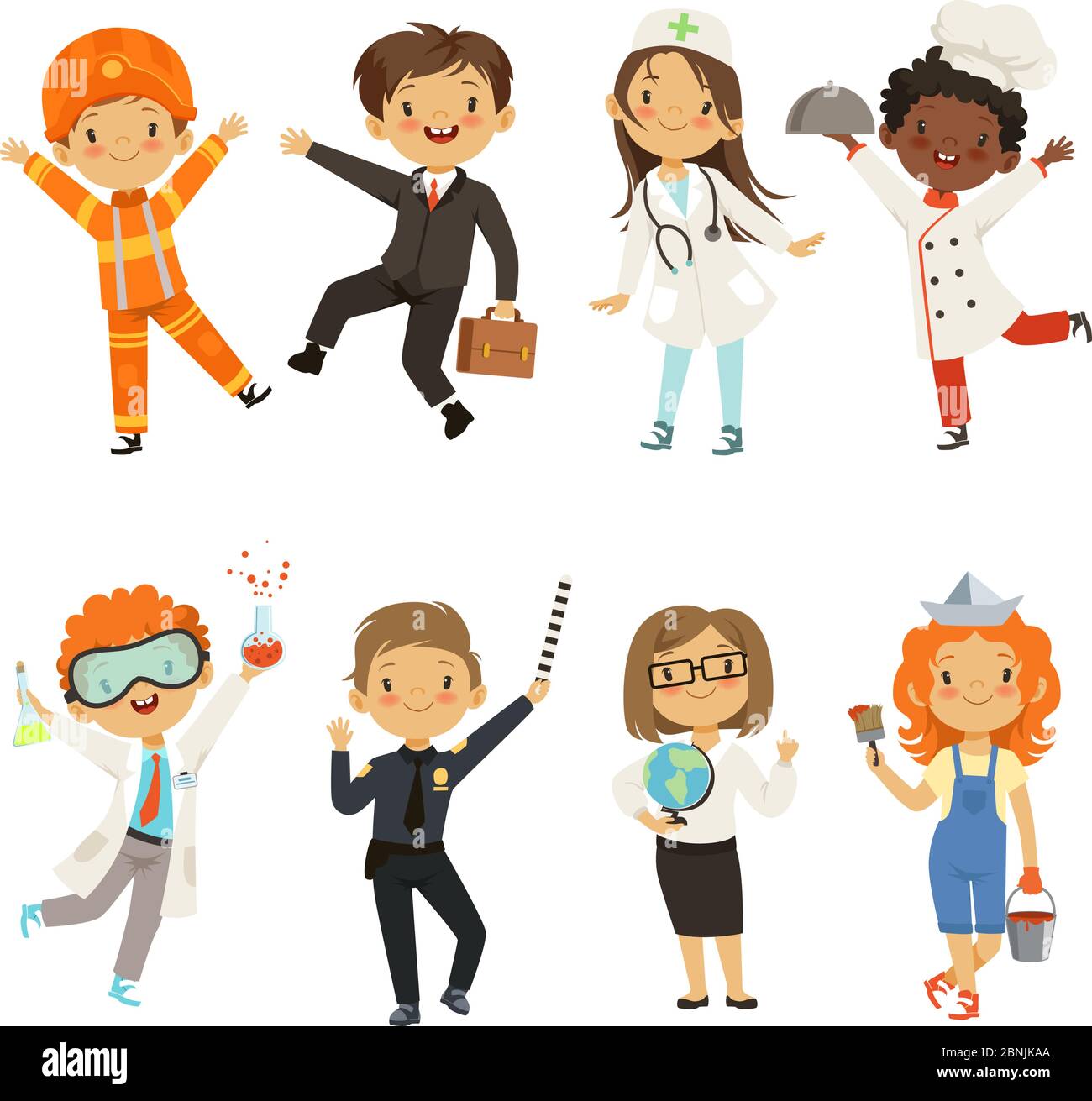 Young kids boys and girls of different professions Stock Vector Image ...